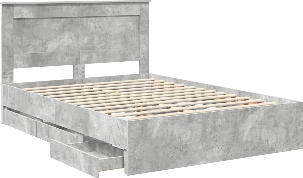 Rám postele s čelo Betonově šedá 160 x 200 cm Inženýrské dřevo 3410164