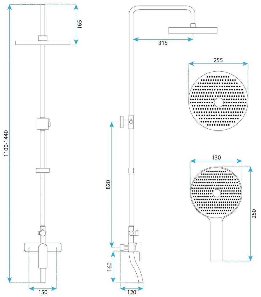 Sprchový komplet REA BLOOM bílá/zlatá