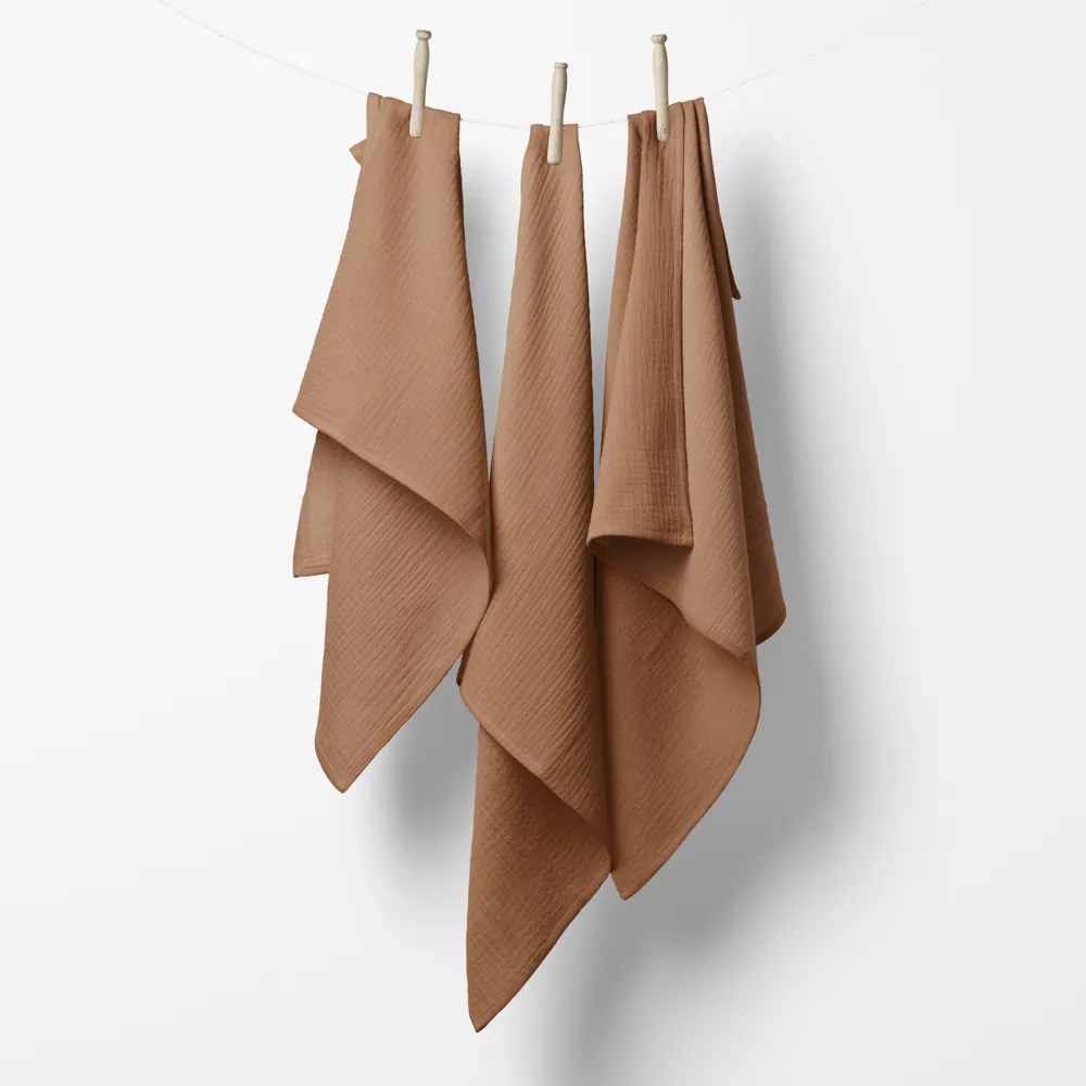 Biante Mušelínová plena/dečka Nature MSN-017 Světle hnědá - ZVÝHODNĚNÁ SADA 3 KS 120x120 cm - Sada 3 ks