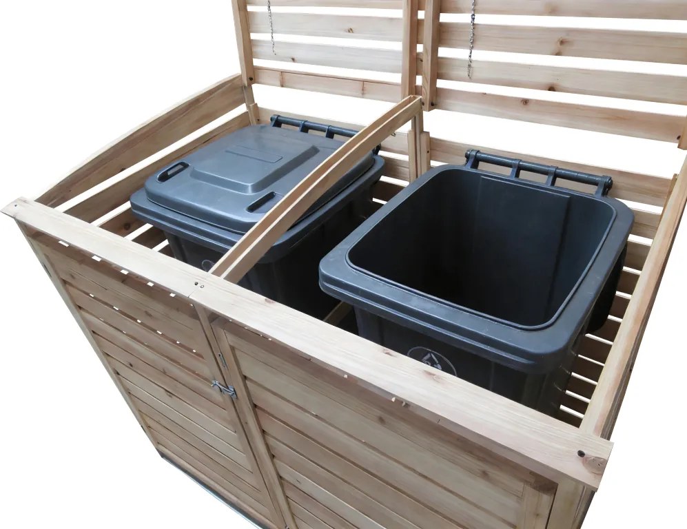 Dřevěný box na dva odpadkové koše, přírodní, BRUDO TYP 1