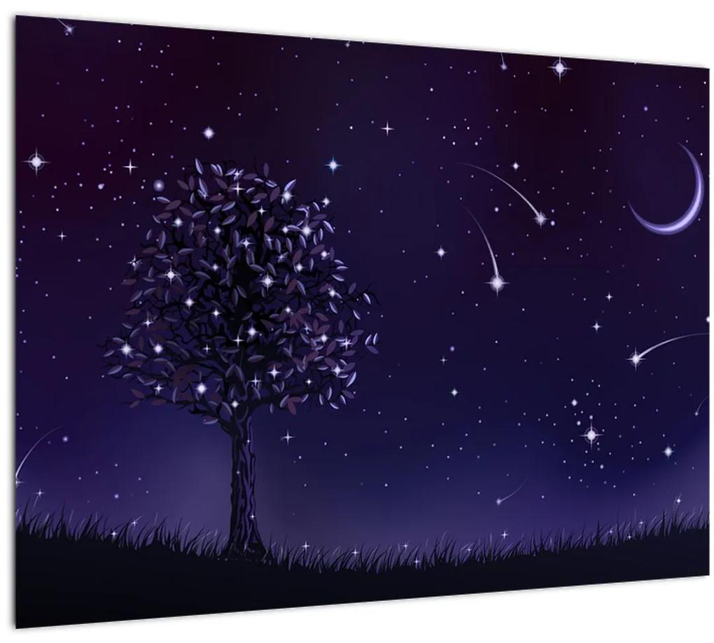 Skleněný obraz - Noc zachycená ilustrací (70x50 cm)