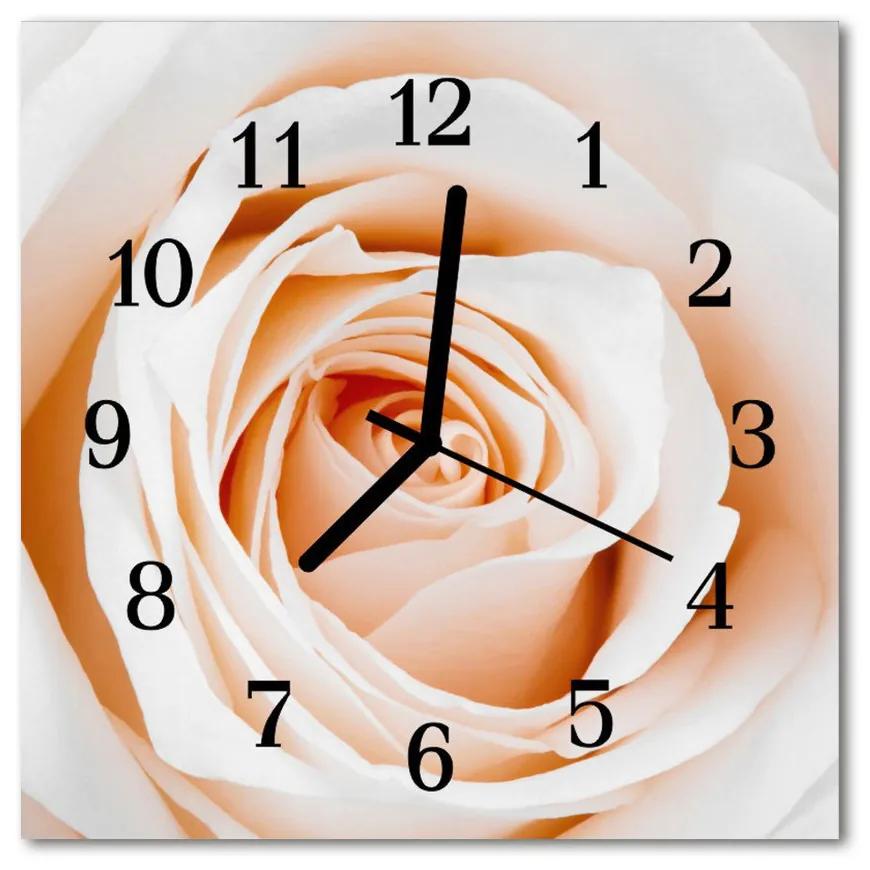 Nástenné skleněné hodiny růže 30x30 cm
