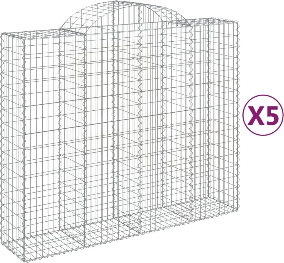 Klenuté gabionové koše 5 ks 200x50x160/180cm pozinkované železo 3146386