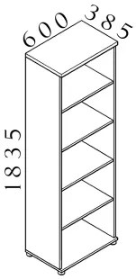 Kancelářská skříň Komfort, 60x38,5x183,5 cm, bez dveří  S560 11