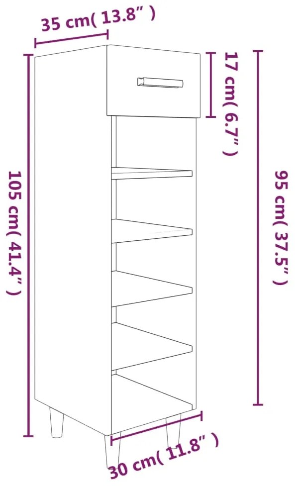Botník bílý s vysokým leskem 30 x 35 x 105 cm kompozitní dřevo - Default Title