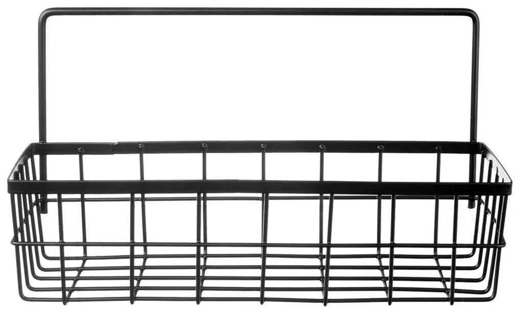 Orion Dekorativní kovový košík, černý, RADKA, závěsný nebo stojící, 30 × 10,5 × 8,5 cm