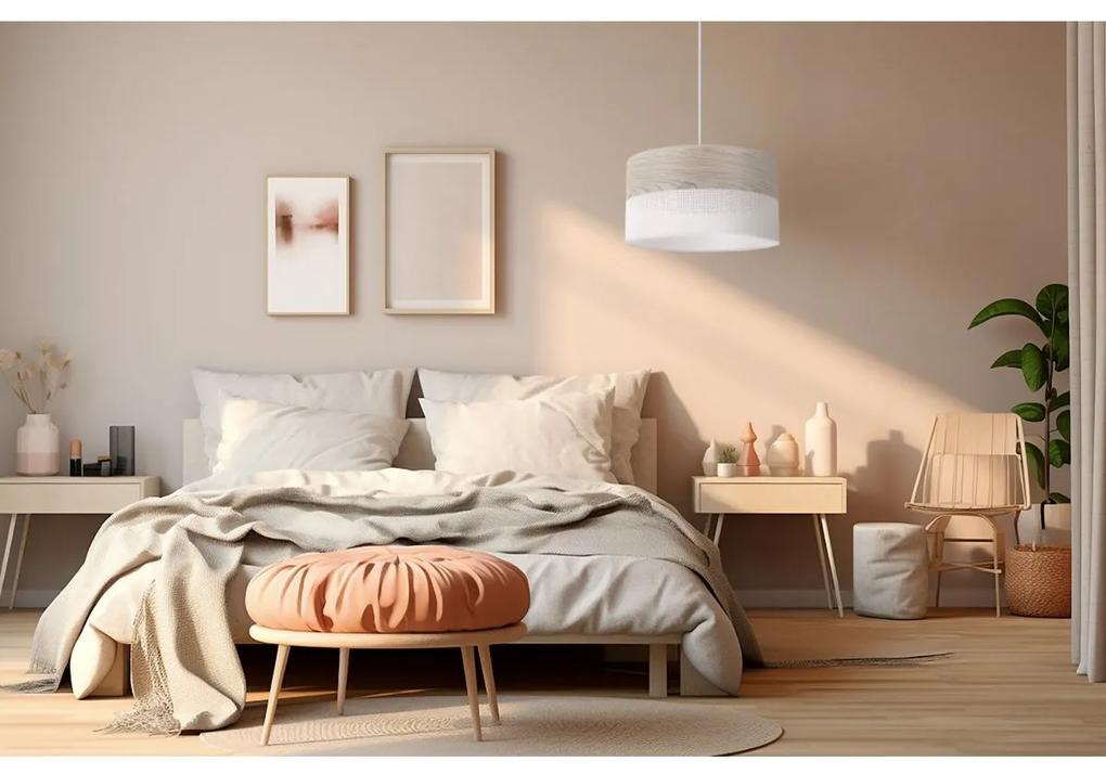 Light Home Závěsné svítidlo Wood, 1x světle béžová dubová dýha/bílé plastové stínítko, (fi 40cm)