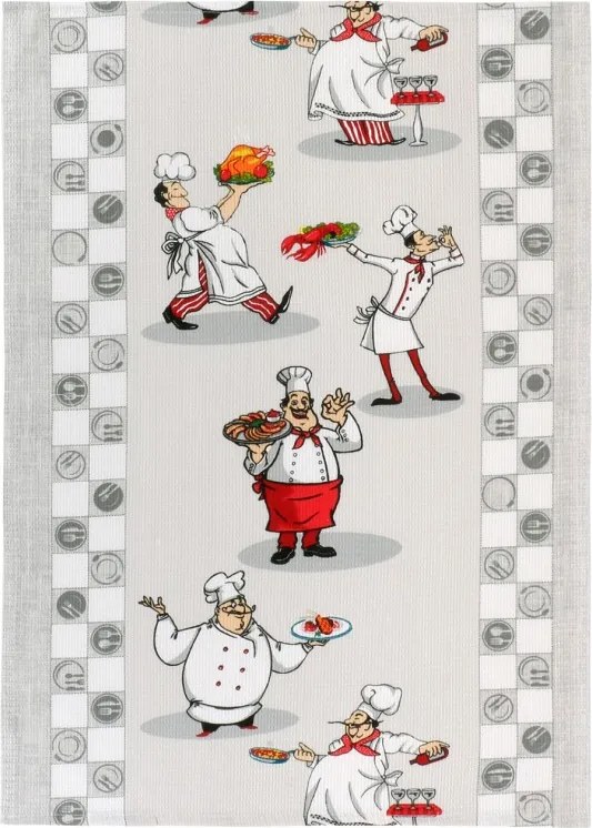 Bellatex Kuchyňská utěrka 1 ks Šedá,Bílá,Červená 50x70 cm