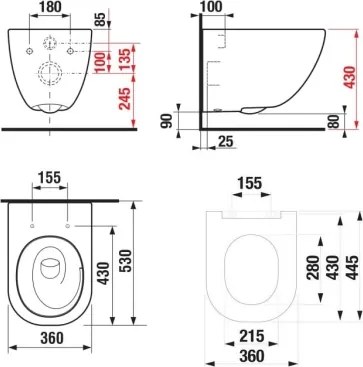 Závěsné WC + prkénko MIO + tlačítko DUAL + podomítkový modul + podložka