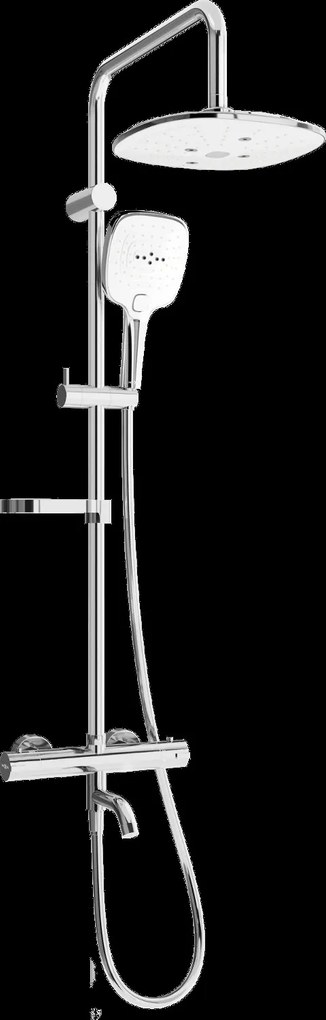 Mexen KX17 sprchový set s horní hlavicí 25 cm, s termostatickou vanovou baterií Kai, chromová-bílá, 779001791-02