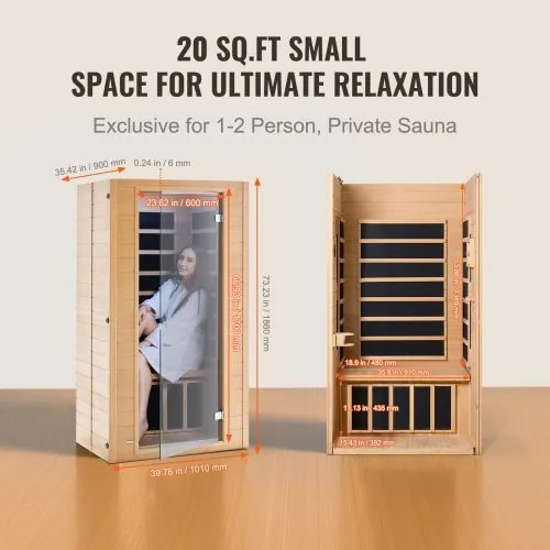 Far Infrared Wooden Sauna Room Domácnost Spa pro 1 až 2 osoby 1400 W