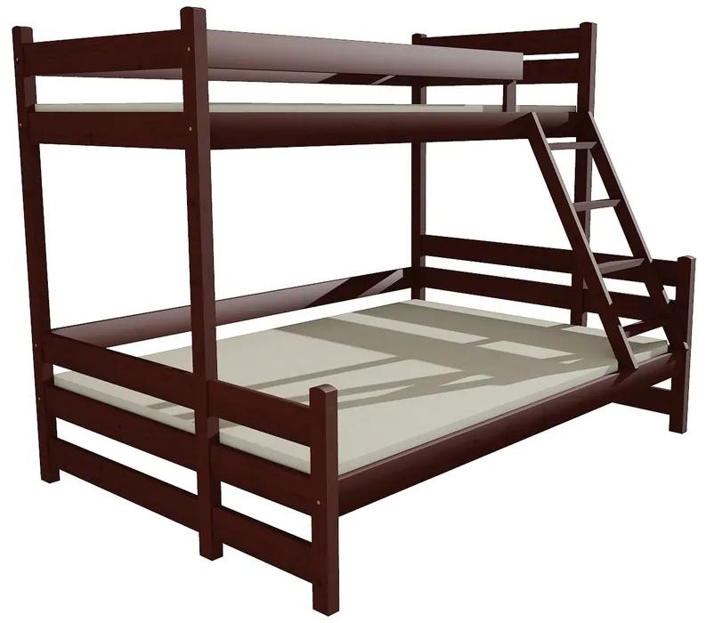 Vomaks Patrová postel s rozšířeným spodním lůžkem PPS 004 100/140 x 200 cm moření dub vpravo (vyobrazeno)