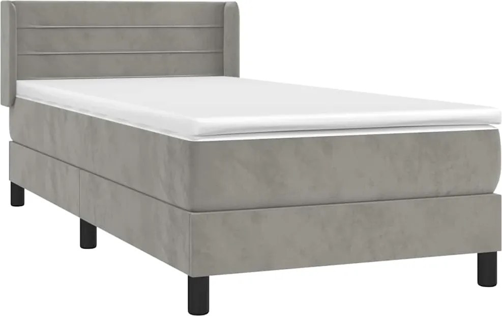 Box spring postel s matrací světle šedá 80 x 200 cm samet 3130985