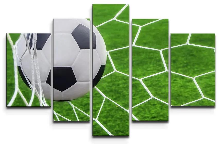 Sablio Obraz - 5-dílný Fotbalový míč v bráně - 125x90 cm