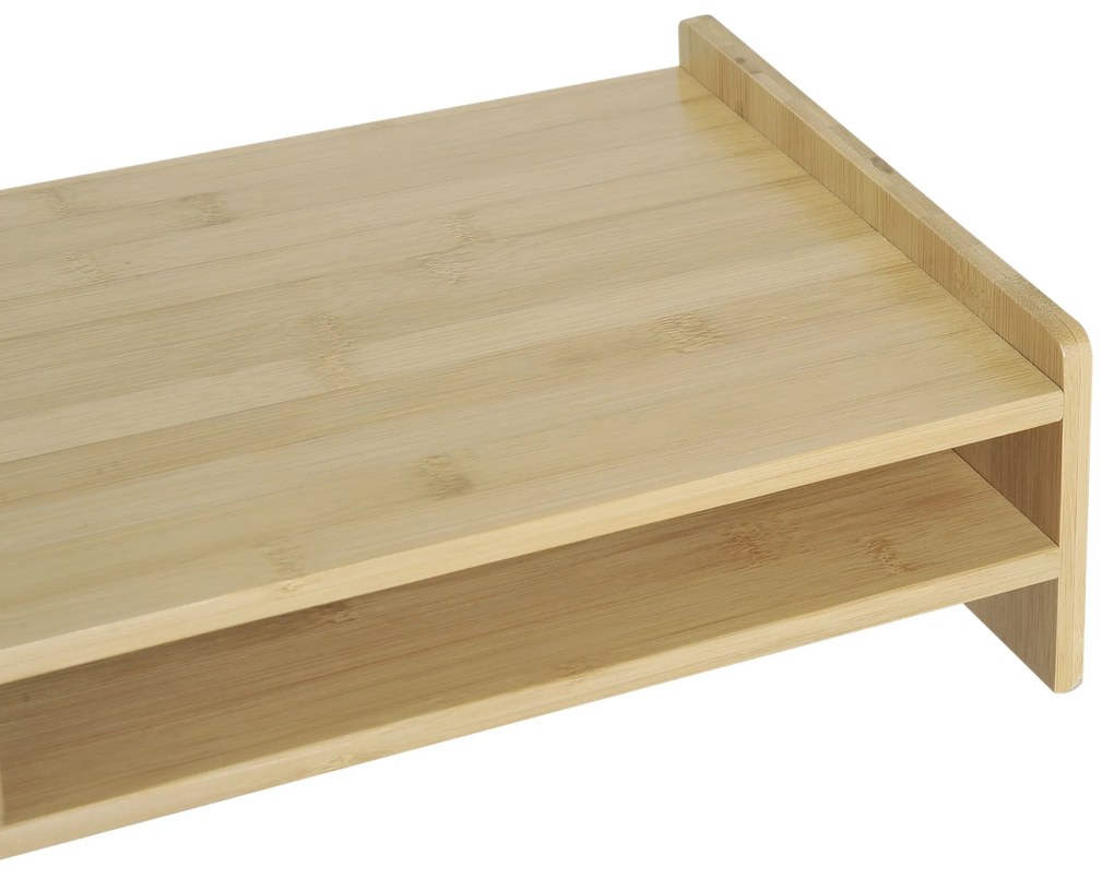 HOMCOM Stojan na monitor Stojan na obrazovku Stolní organizér se zásuvkami v přírodní barvě 49x25,5x11,5cm pro objednávku na pracovišti