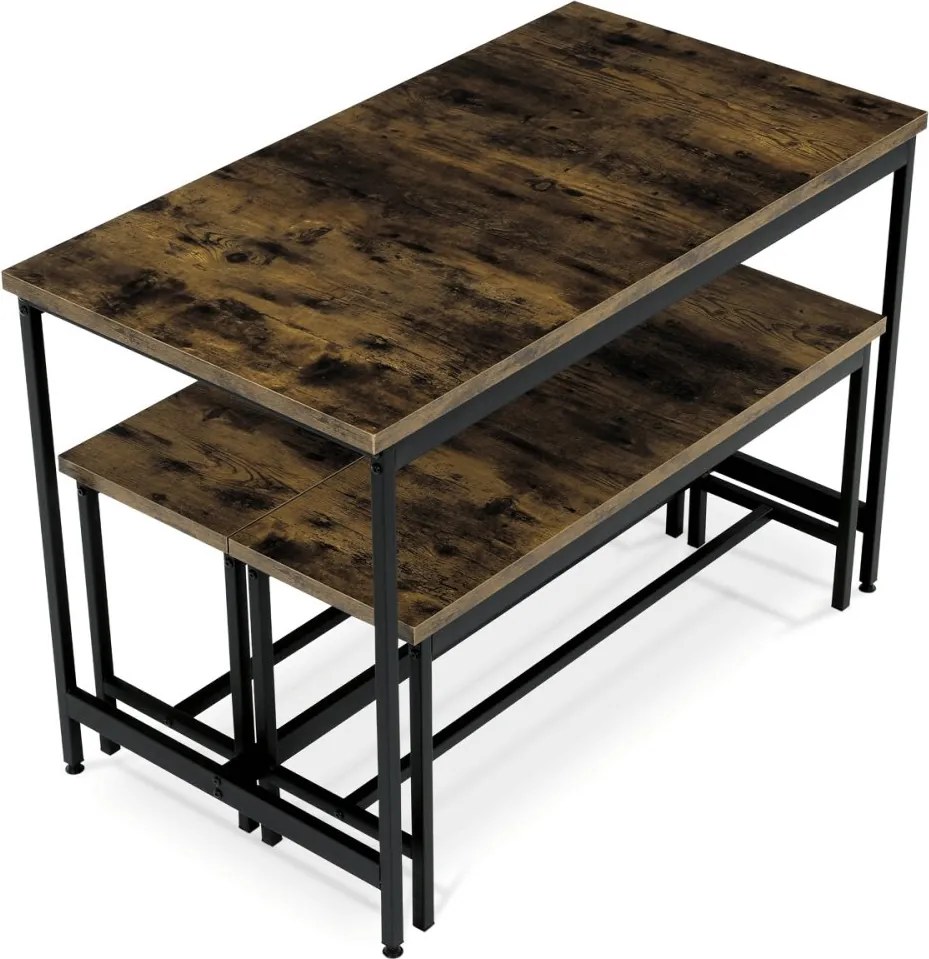Jídelní set 1+2, rozměr stolu, rozměr lavice 98x30x47, MDF, barva staré dřevo (110 x 60) cm