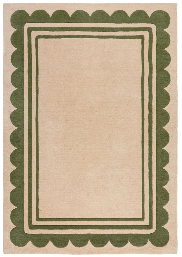 Flair Rugs, Ručně všívaný kusový koberec Lois Scallop Green, 120x170, zelená, chodba / předsíň