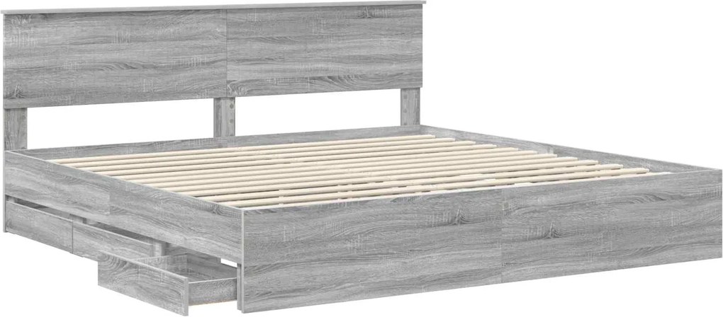 Rám postele s čelo Šedá Sonoma 200 x 200 cm Inženýrské dřevo 3410677