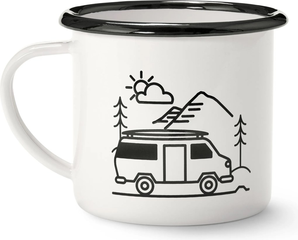 Tchibo - Smaltovaný hrnek na kávu „Camping“ - barva: bílá