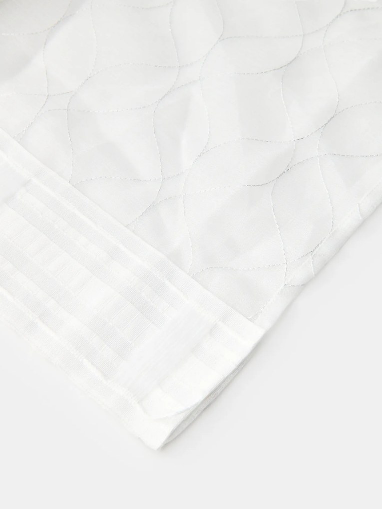 Sinsay - Sada záclon na řasící pásce s lesklou geometrickou výšivkou 2 pack - bílá