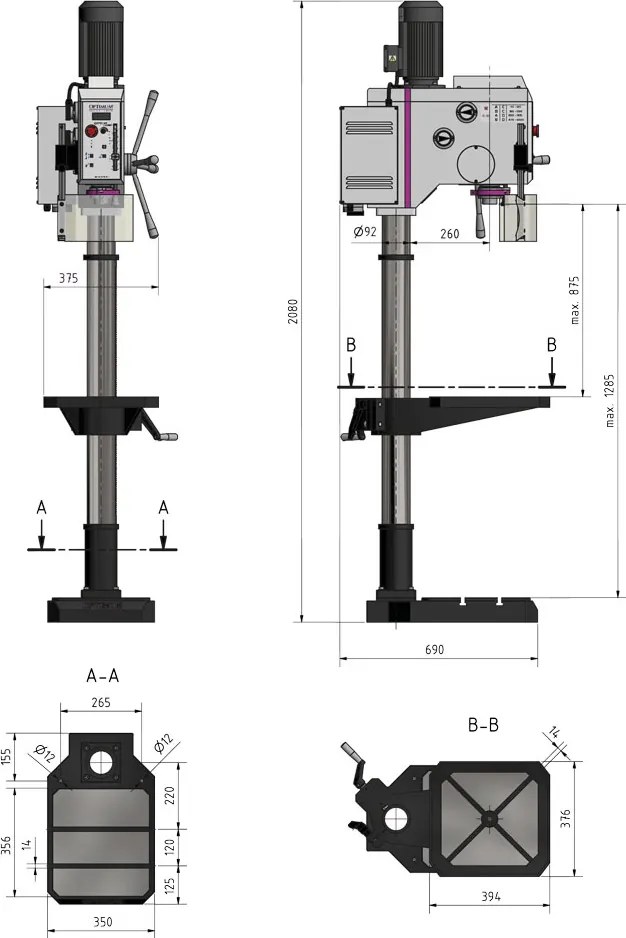 Sloupová převodová vrtačka OPTIdrill DH 28 GSV