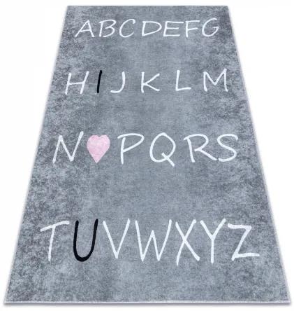 Dywany Luszczow Dětský kusový koberec JUNIOR 52106.801 pratelný  Abeceda pro děti protiskluz, šedá Rozměr koberce: 140 x 190 cm