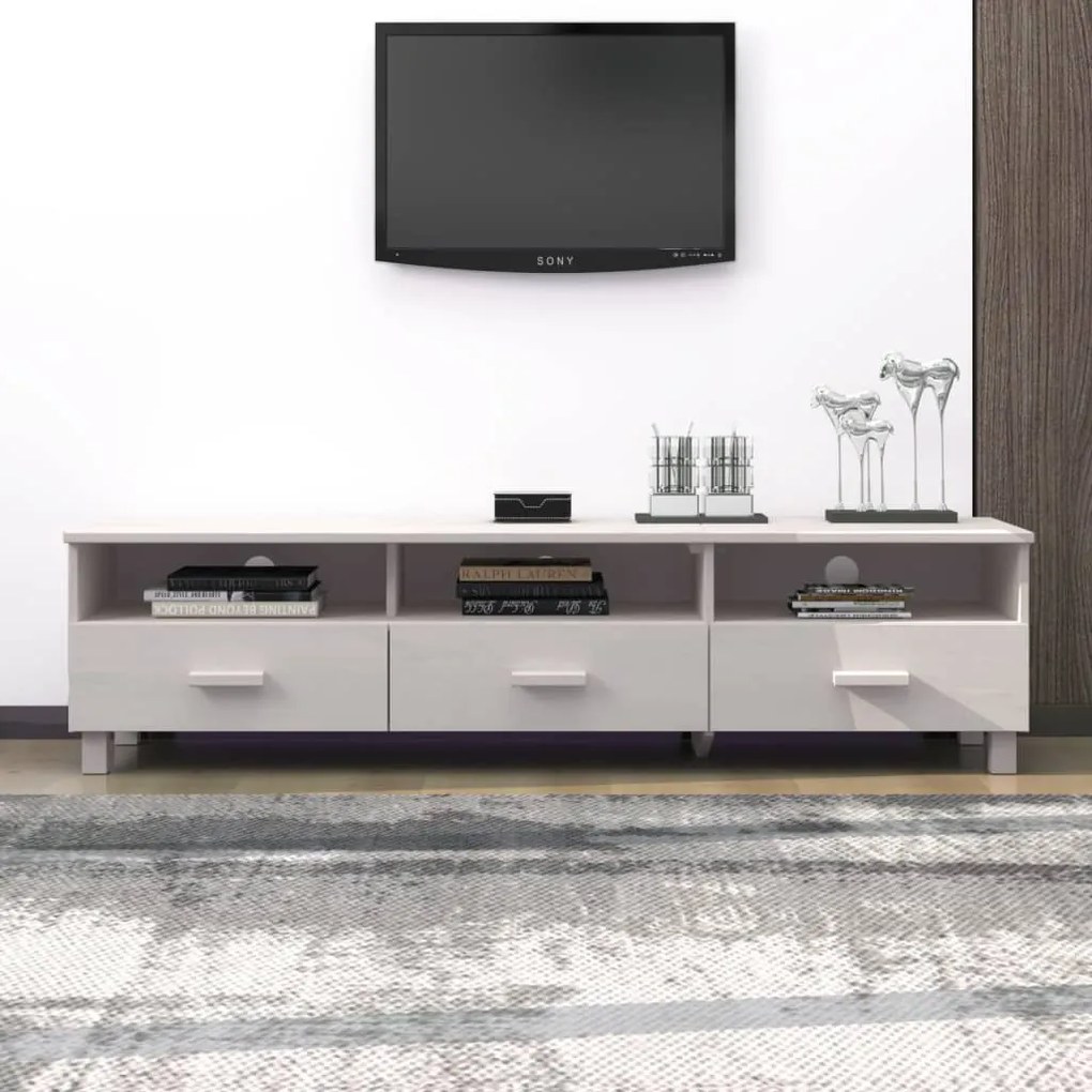 TV stolek HAMAR bílý 158 x 40 x 40 cm masivní borovice 340473