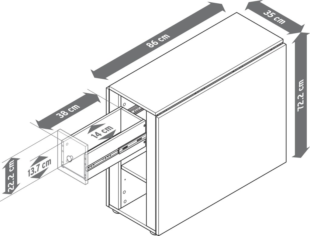 Tchibo - Jídelní stůl se sklopnými deskami - barva: bílá