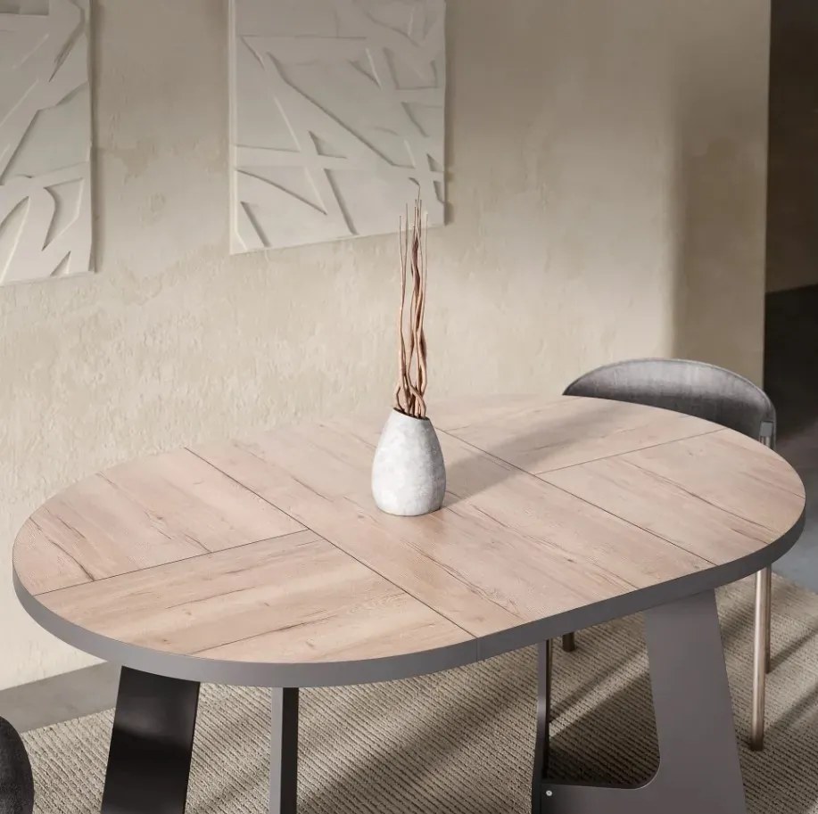 Rozkládací jídelní stůl Belagio 110/160 cm černý/dub Halifax