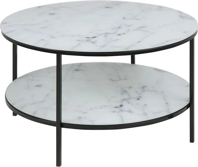 Konferenční stolek Venice II 80 cm, sklo, bílá/černá