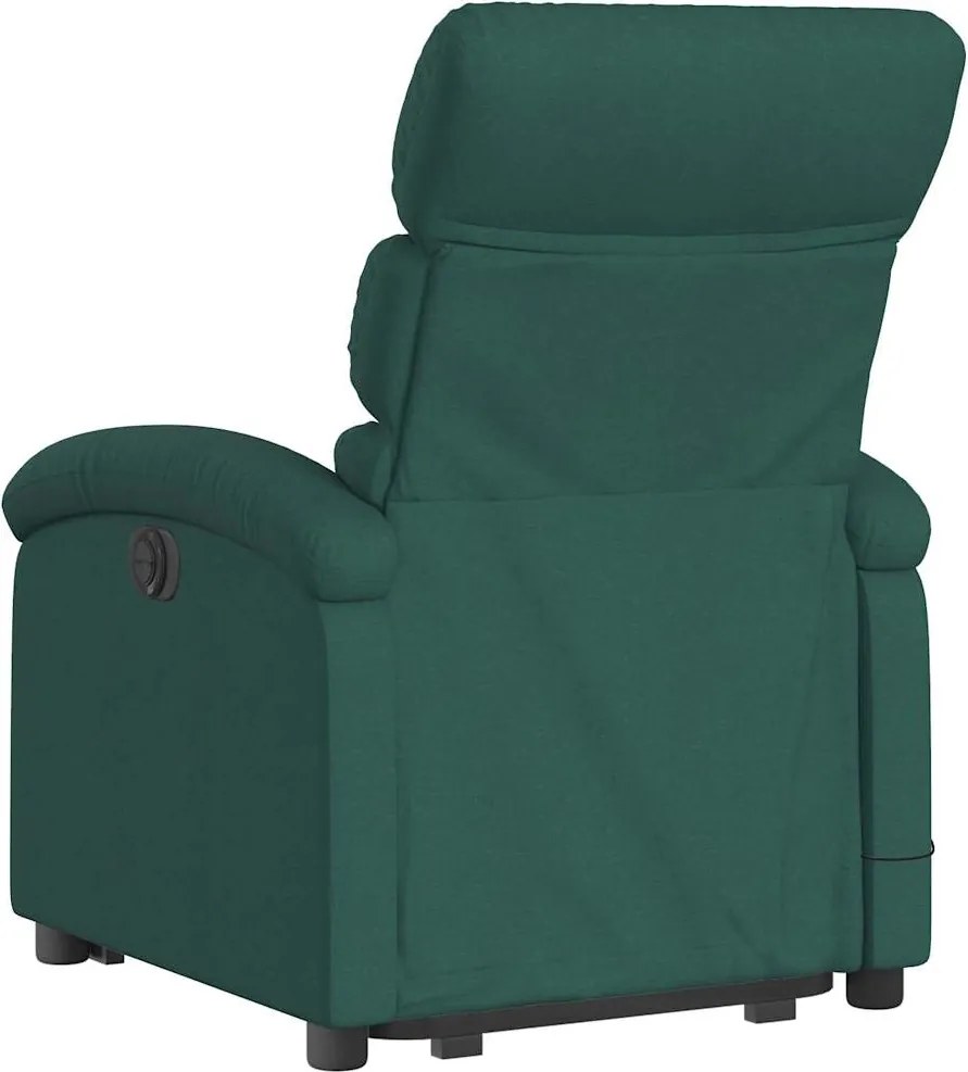 Zvedací masážní polohovací křeslo tmavě zelené textil 3203996