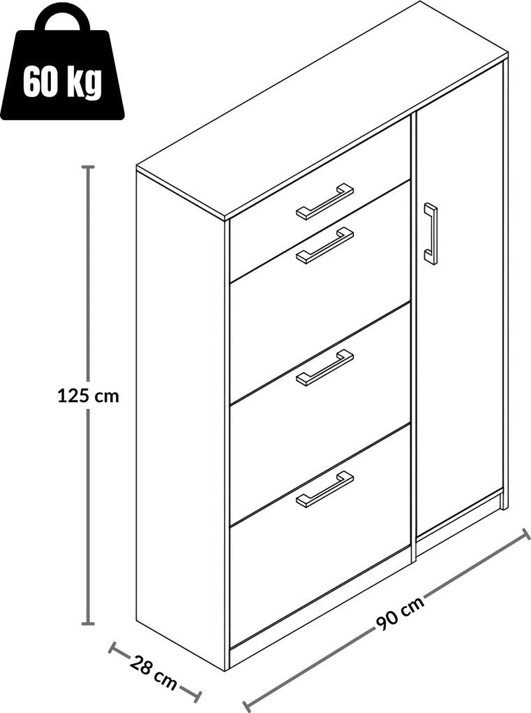 Botník TAMI, 90 x 125 x 28 cm, hnědá
