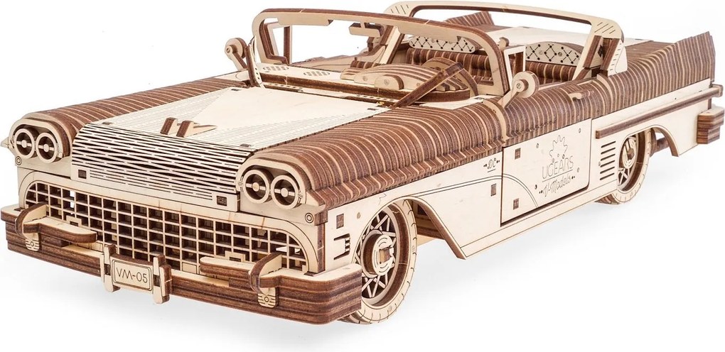 Hračka Ugears 3D dřevěné mechanické puzzle VM-05 Auto (50's convertible)