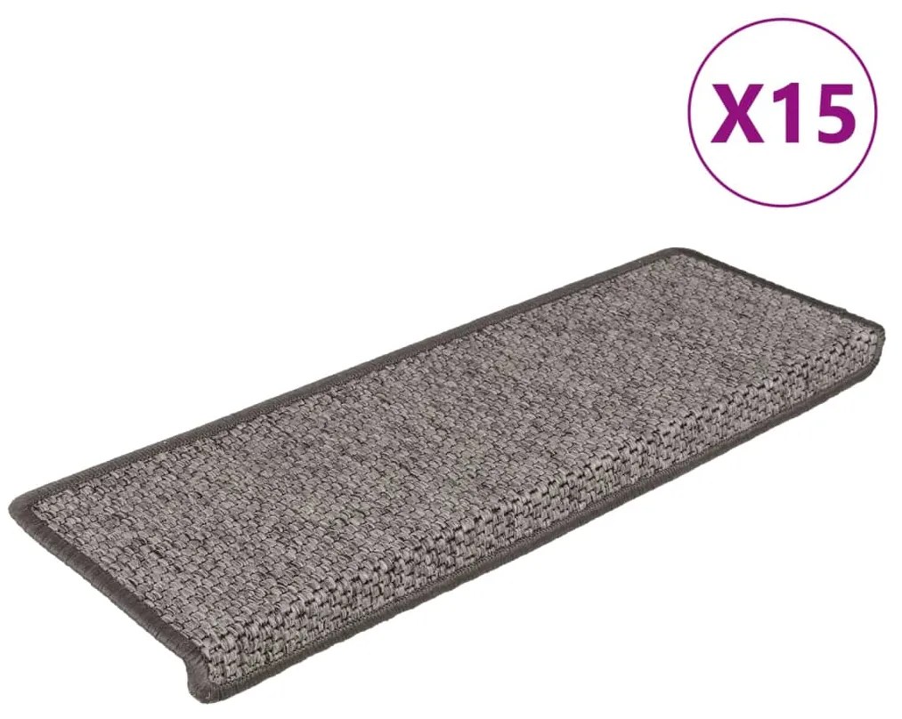 vidaXL Marketos Samolepící nášlapy na schody sisal 15ks 65x21x4cm šedé a béžové