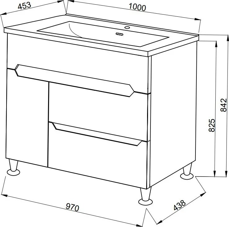 Lavedo Marco Kante 100 koupelnová skříňka s umyvadlem z litého mramoru
