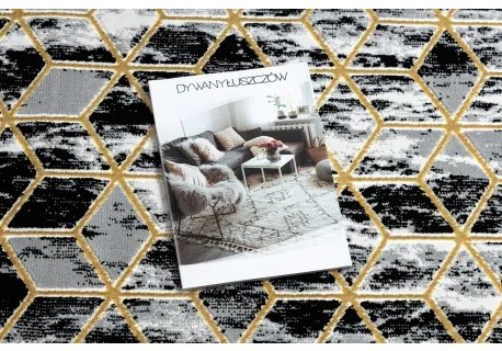 Dywany Luszczow Kusový koberec, Běhoun GLOSS moderni 409A 82 Krychle černý / šedá / zlato Rozměr koberce: 60 x 200 cm