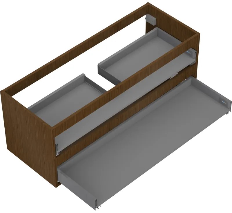 Mexen Box-A, závěsná skříňka 120 cm, 2 zásuvky, ořech, 91AX0-1200-470-2-86