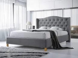 Šedá čalouněná postel ASPEN VELVET 160 x 200 cm