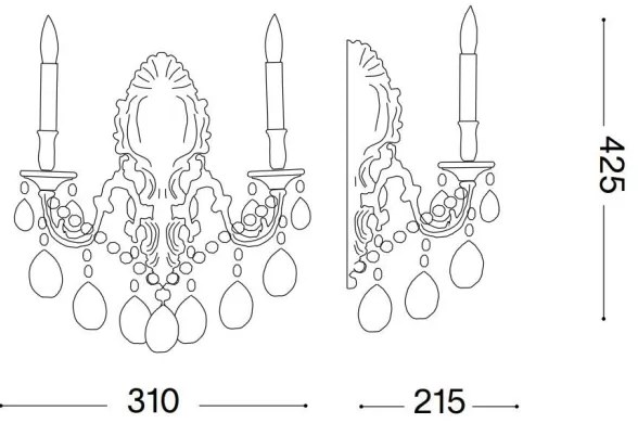Ideal Lux - Křišťálové nástěnné svítidlo GIOCONDA 2xE14/40W/230V zlatá