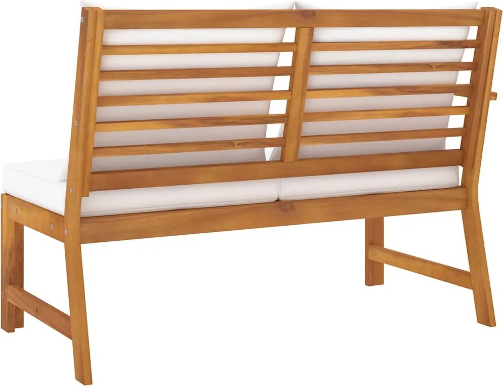 Zahradní lavice 114,5 cm s krémovou poduškou masivní akácie 311836