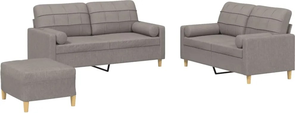 3dílná sedací souprava s polštáři taupe textil 3201305