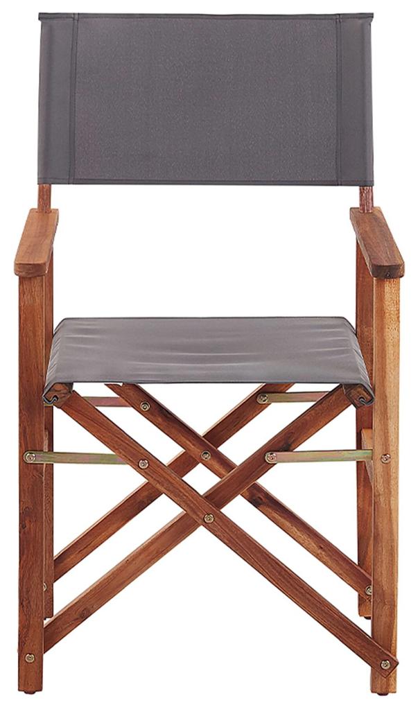 Sada 2 zahradních židlí a náhradních potahů tmavé akáciové dřevo/vícebarevný motiv CINE Beliani