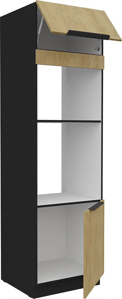 CREMONA cc | vysoká skříňka 60 DPM-210 2F na vestavnou troubu a mikrovlnku | 60 cm | černá/cremona