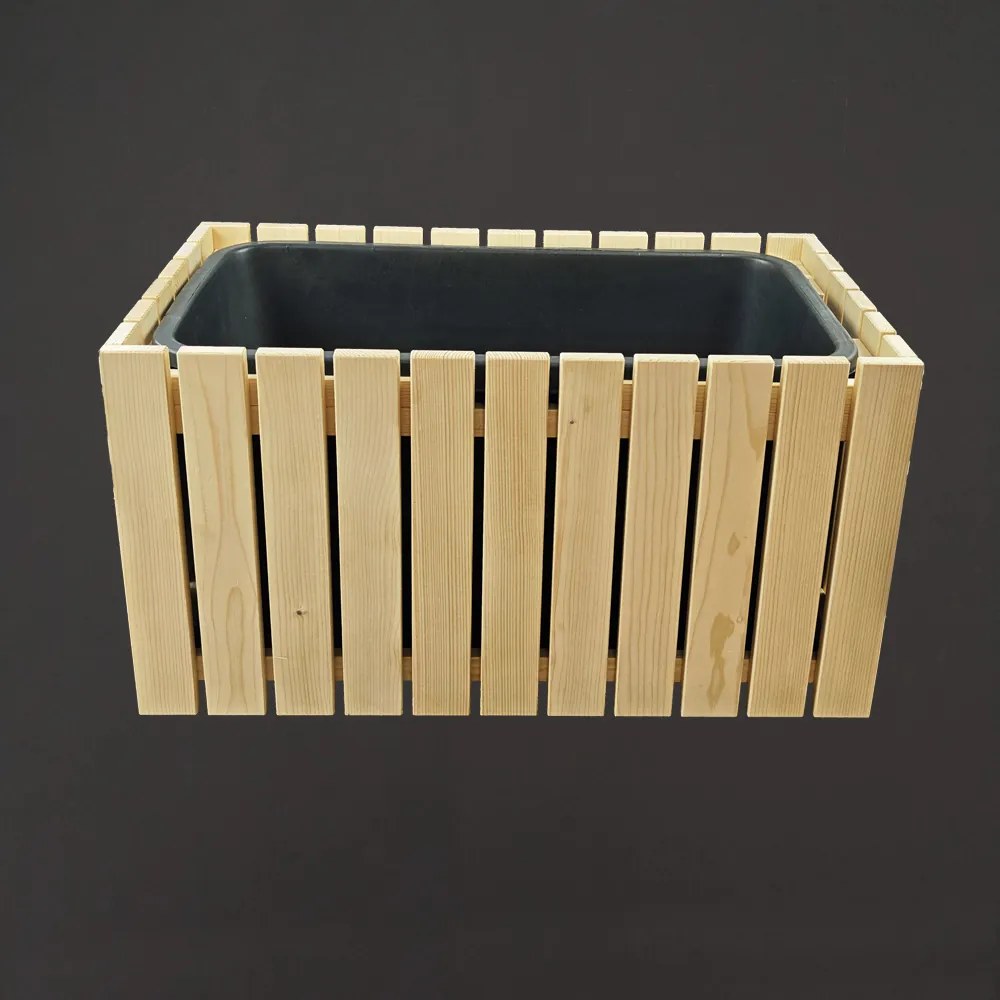 AMADEA Dřevěný designový vyvýšený záhon s nádobou uvnitř, 76x43,6x40cm, 40l nádoba