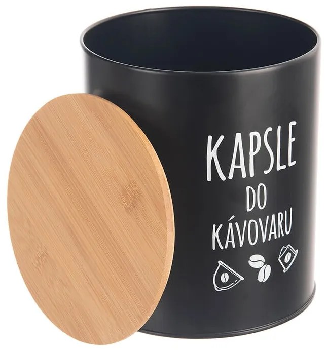 Kulatá plechová dóza KAPSLE DO KÁVOVARU Black