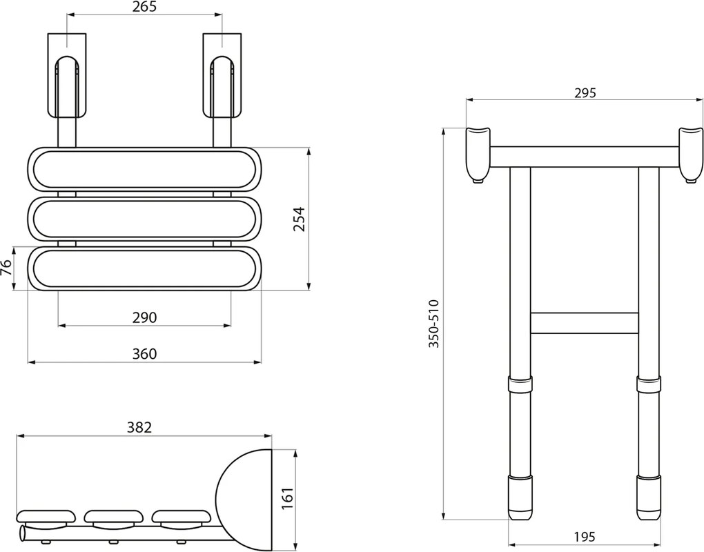 Ridder Ridder, HANDICAP sklopné sedátko do sprchy s podpěrou, 38x36cm, bílá, A140101-1