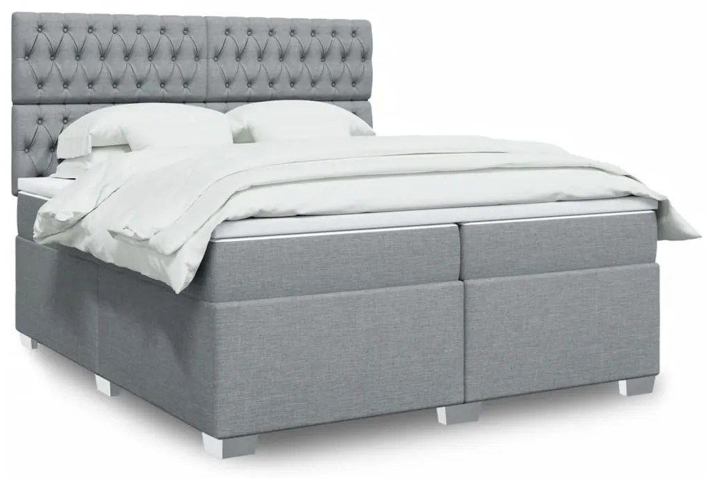 Box spring postel s matrací světle šedá 200 x 200 cm textil 3290602