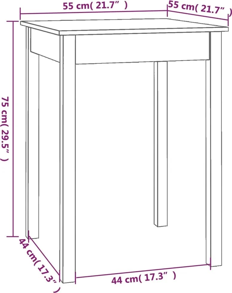 vidaXL Jídelní stůl 55 x 55 x 75 cm masivní borové dřevo [814255] Barva: Hnědá