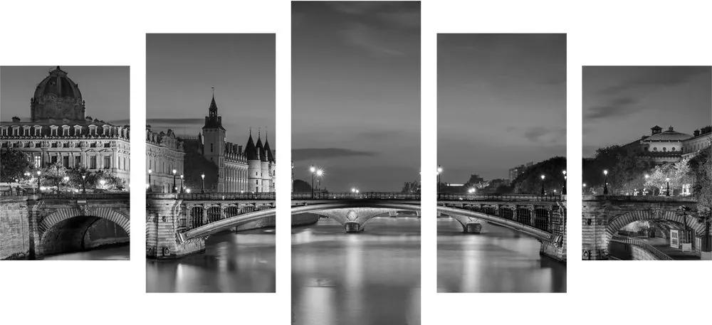 5-dílný obraz oslňující panorama Paříže v černobílém provedení Varianta: 100x50