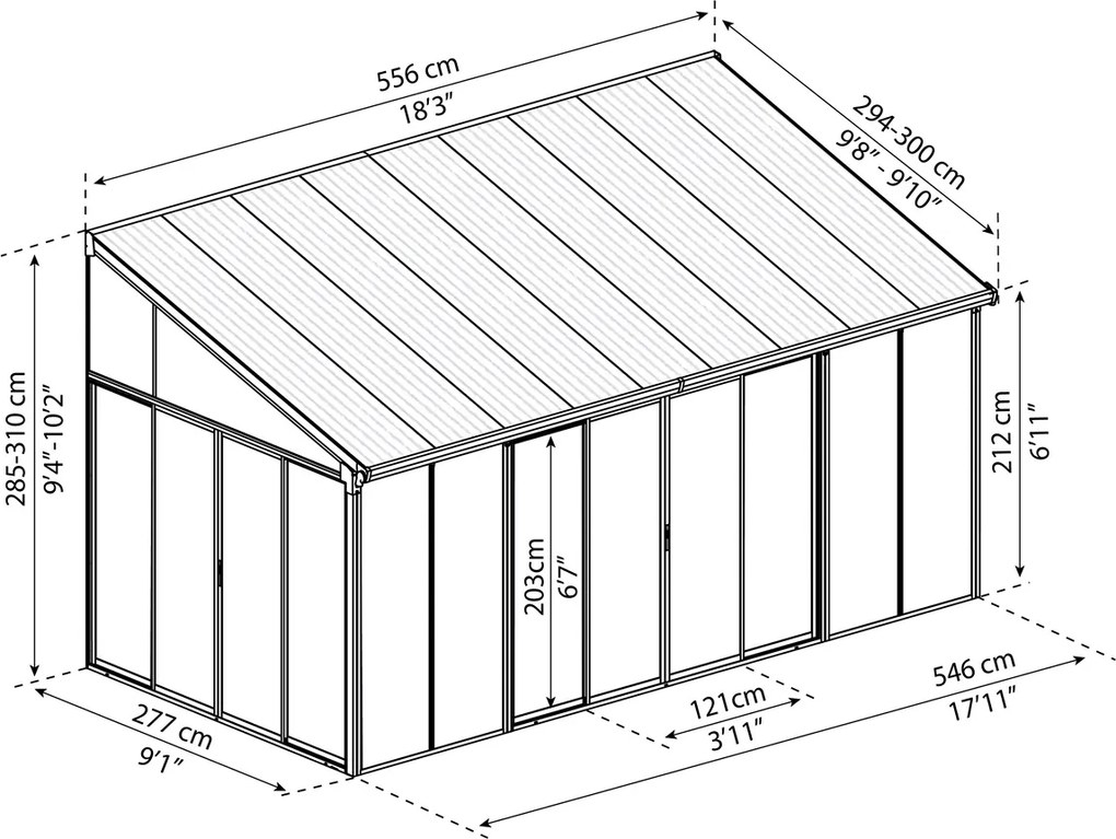 Palram - Canopia Torino 3 x 5,46 antracit - zimní zahrada